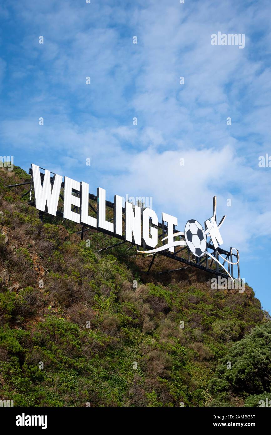 "Wellington" sign, Miramar, Wellington, North Island, New Zealand Stock ...
