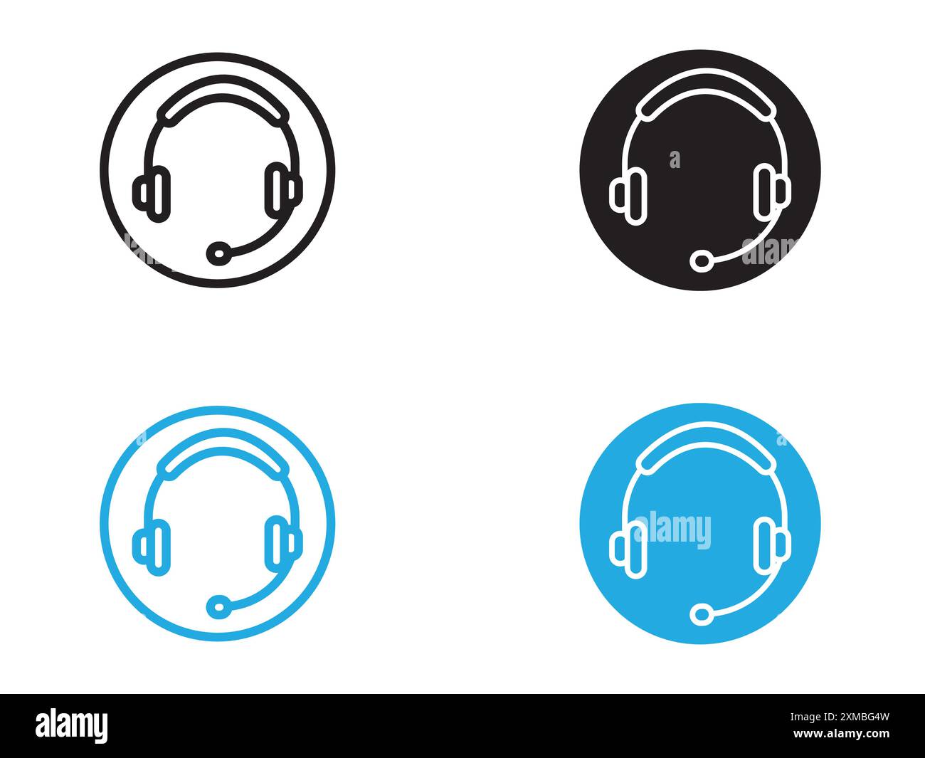 Headset icon vector line logo mark or symbol set collection outline ...