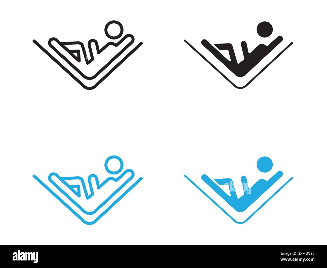 Person relaxing on hammock icon vector line logo mark or symbol set ...