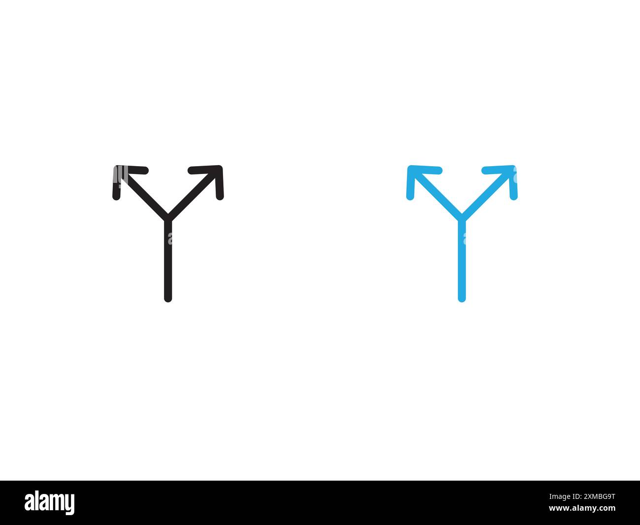 Separating arrow in two part icon vector line logo mark or symbol set ...