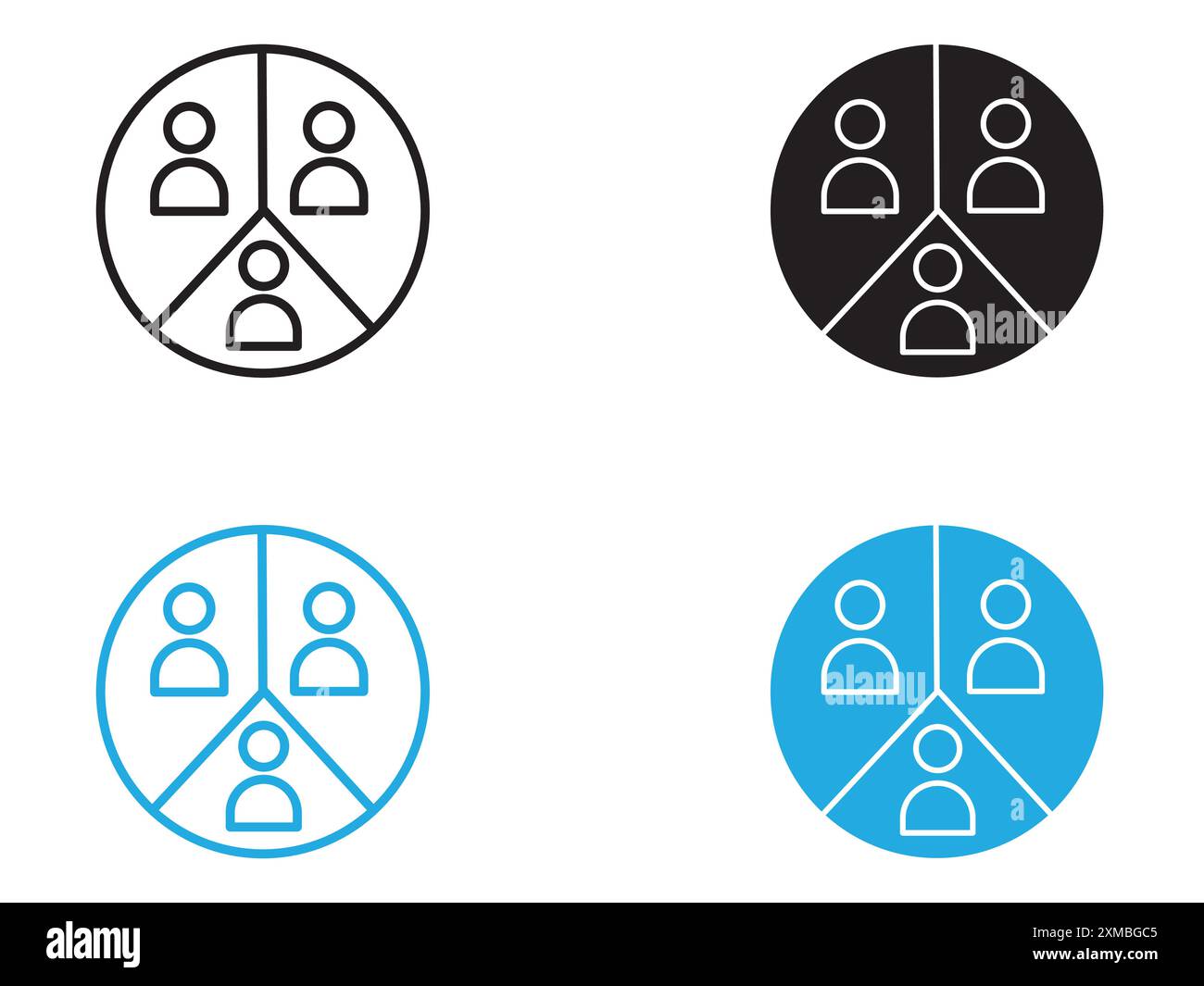 People segmentation icon vector line logo mark or symbol set collection outline style Stock ...