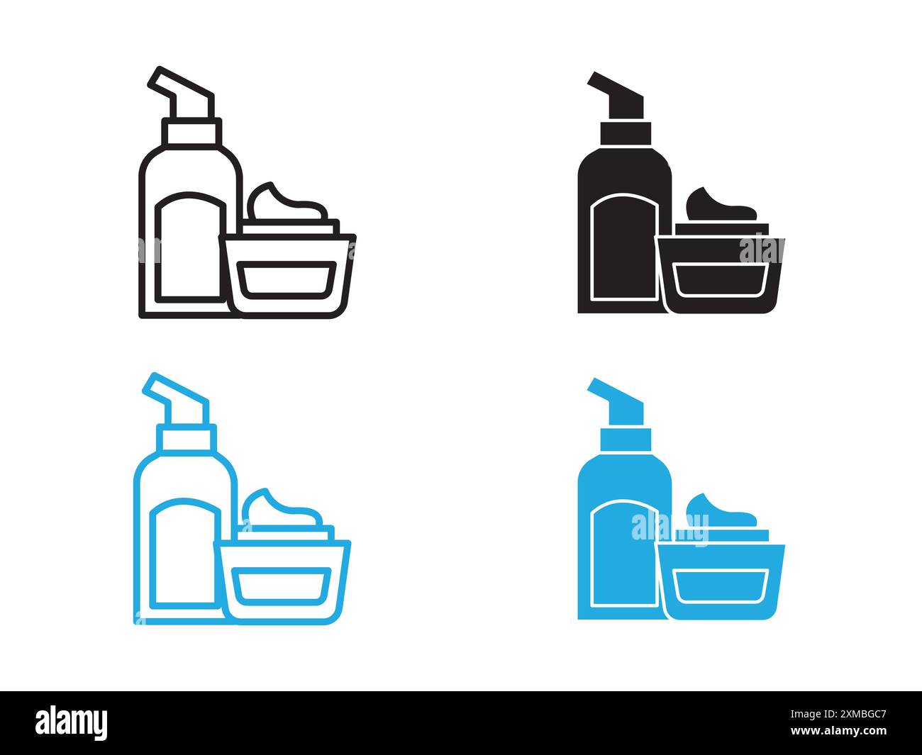 Skincare products icon vector line logo mark or symbol set collection ...