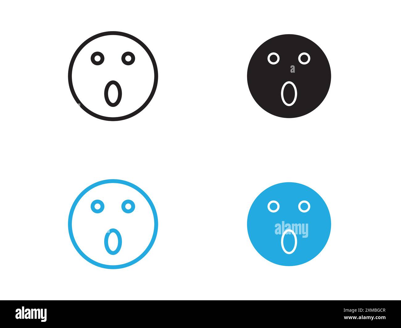 Shocked face icon vector line logo mark or symbol set collection ...