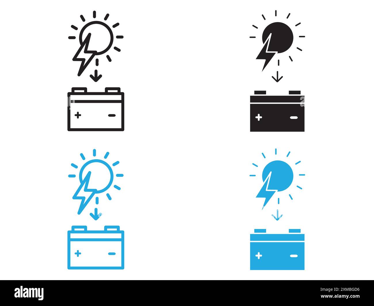 Solar energy icon vector line logo mark or symbol set collection ...