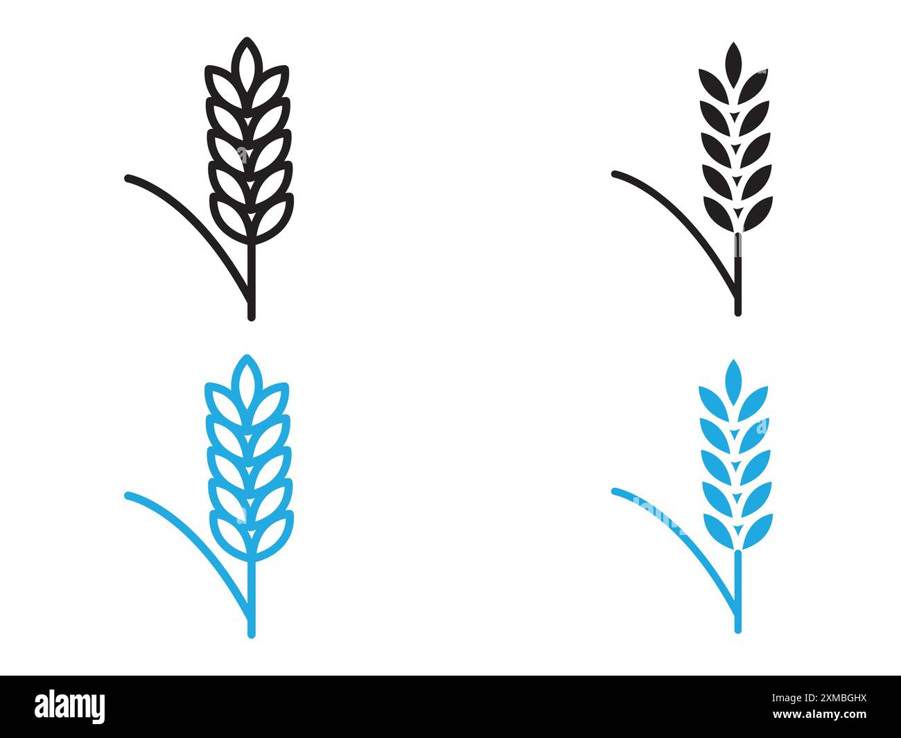 Rye icon vector line logo mark or symbol set collection outline style ...