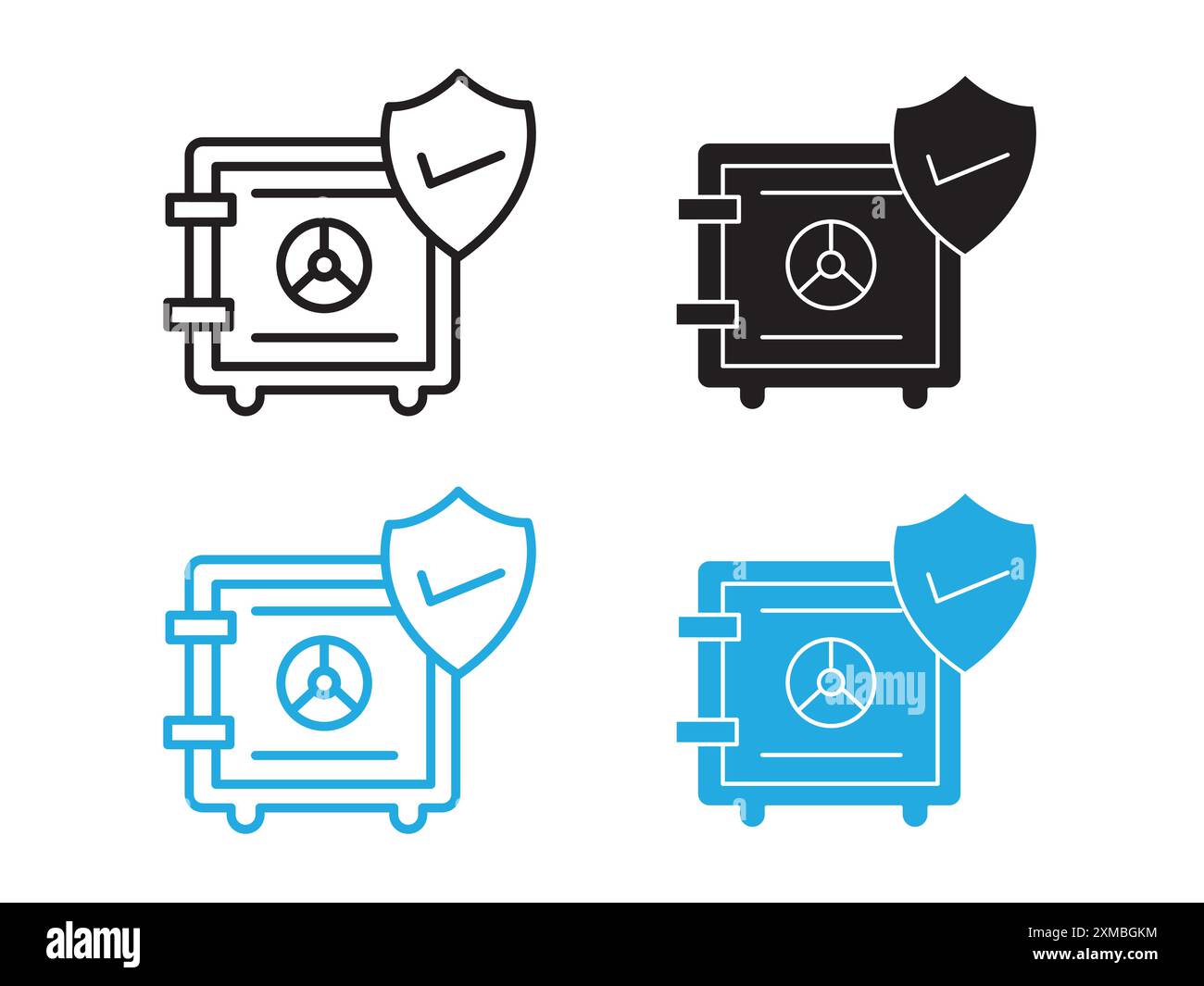 Safe vault box icon vector line logo mark or symbol set collection outline style Stock Vector ...