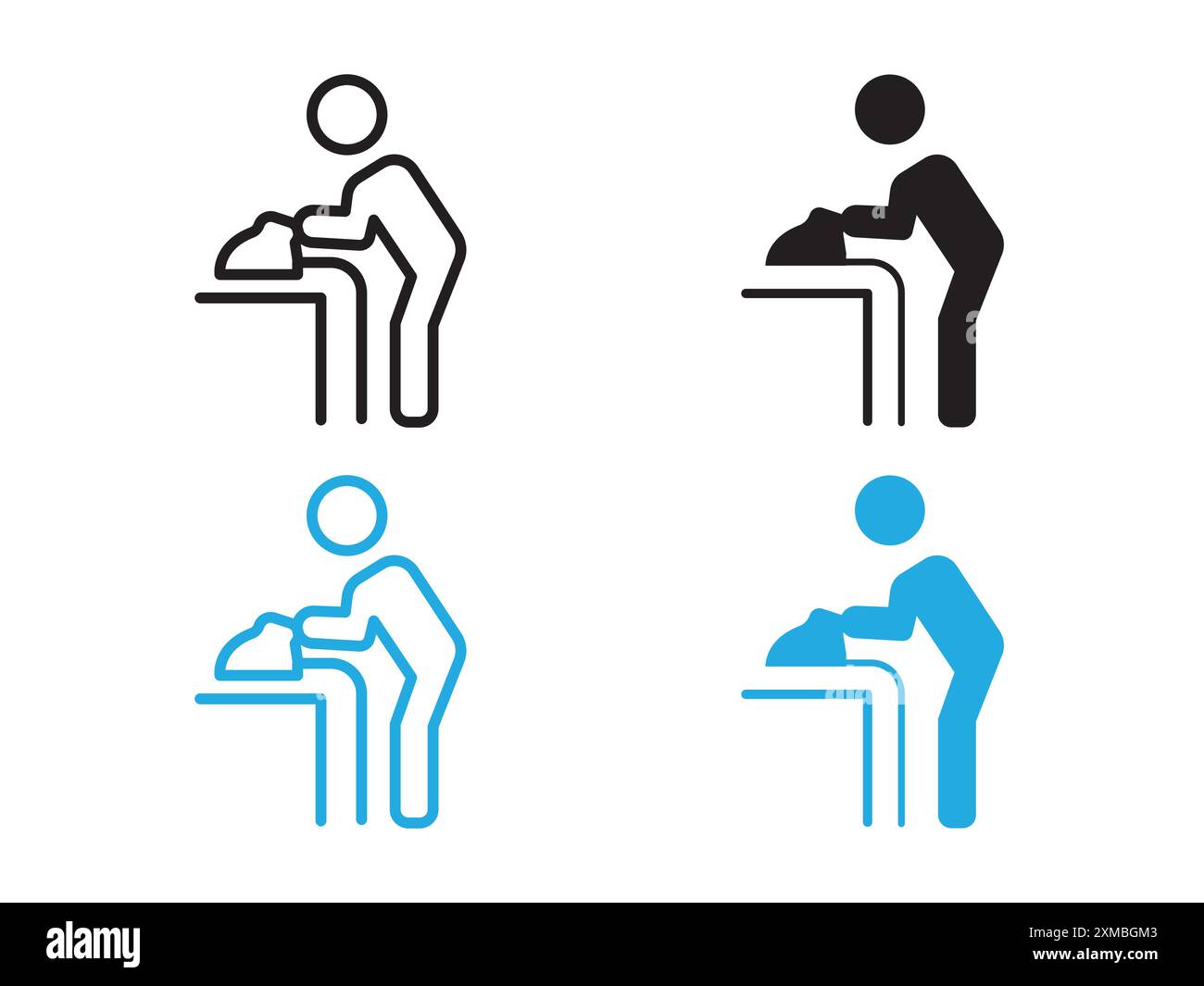 Man Iron Clothes Icon Vector Line Logo Mark Or Symbol Set Collection Outline Style Stock Vector