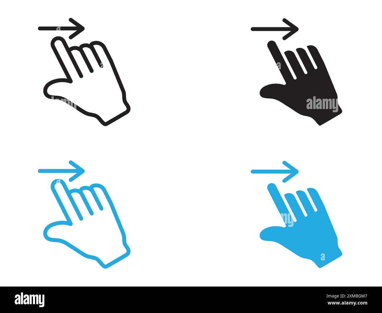 Swipe right icon vector line logo mark or symbol set collection outline ...