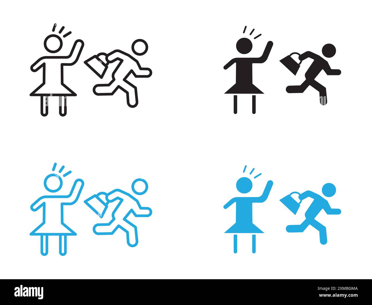 Purse Snatcher Icon Vector Line Logo Mark Or Symbol Set Collection Outline Style Stock Vector