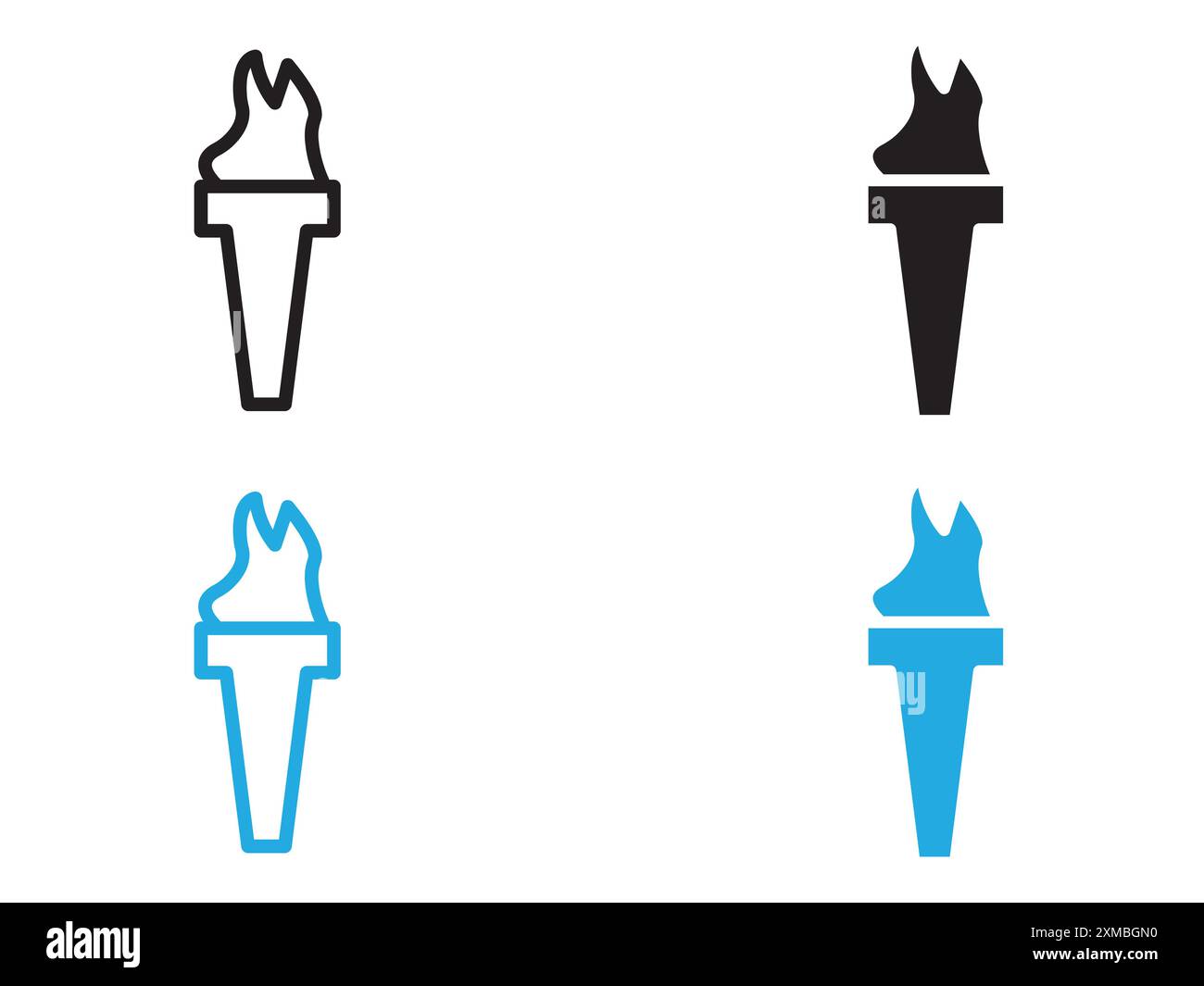 Torch flame icon vector line logo mark or symbol set collection outline style Stock Vector Image ...