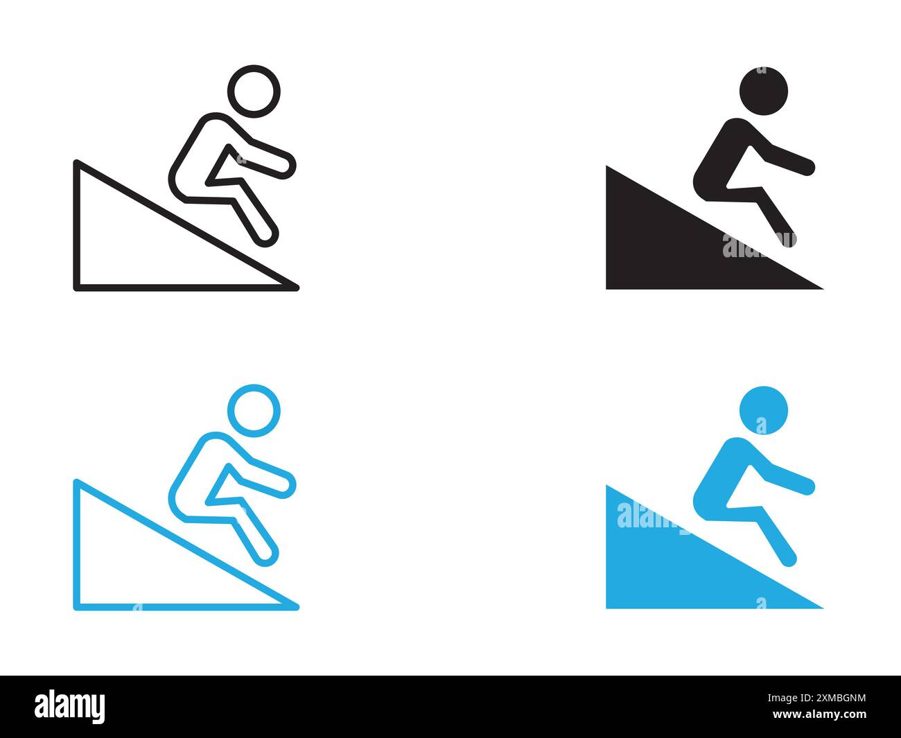 Man slide on slope icon vector line logo mark or symbol set collection ...