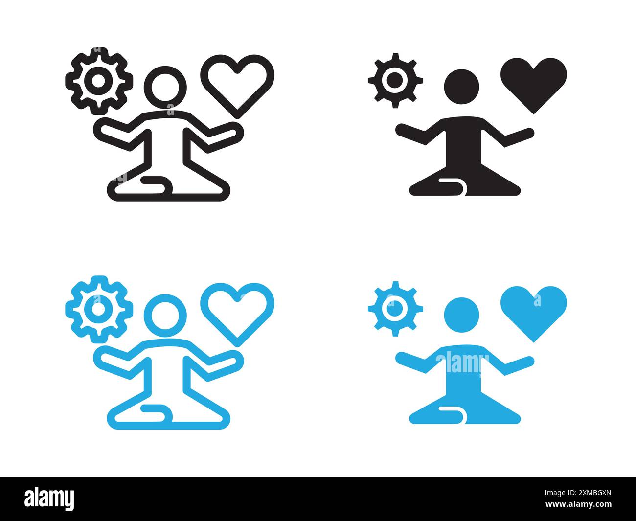 stress management icon vector line logo mark or symbol set collection ...