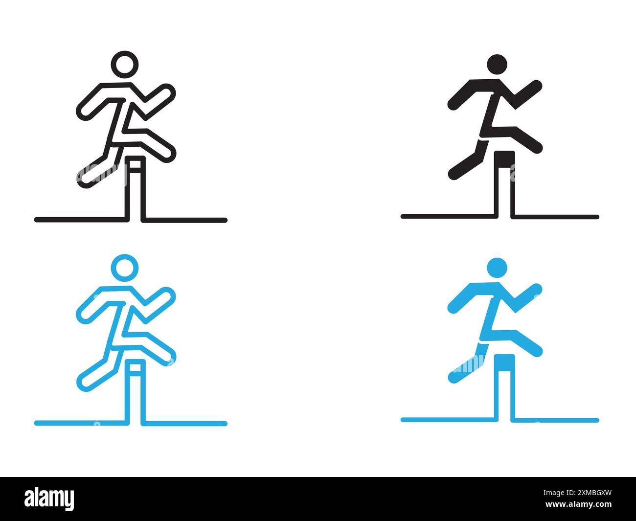 Obstacle race icon vector line logo mark or symbol set collection ...