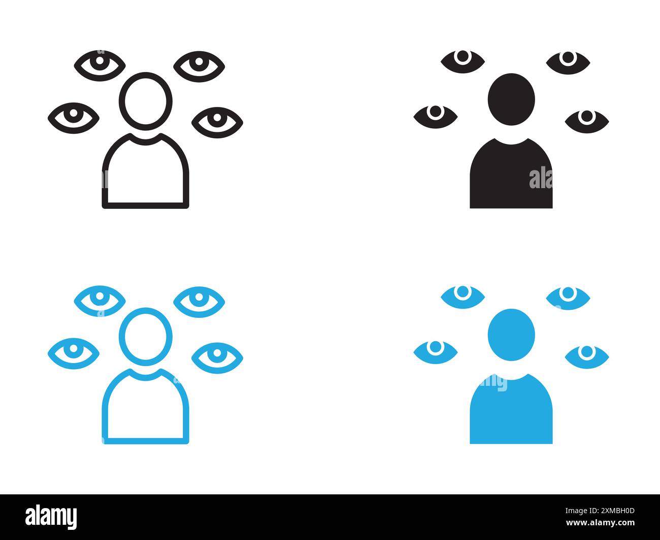 Paranoia icon vector line logo mark or symbol set collection outline ...