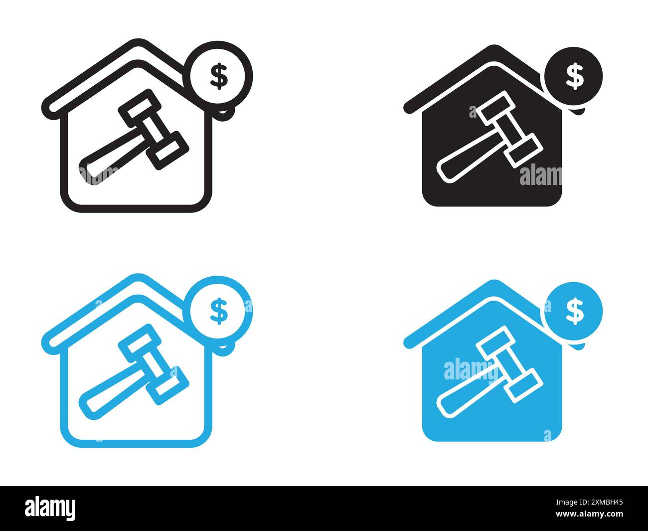 Real estate auction icon vector line logo mark or symbol set collection ...