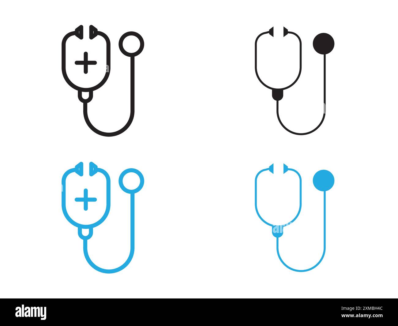 Stethoscope icon vector line logo mark or symbol set collection outline ...