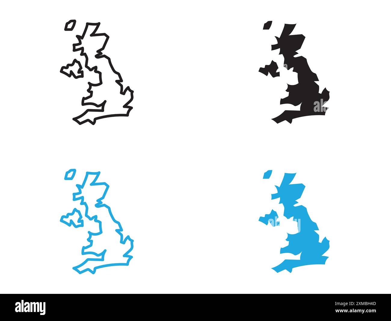 United Kingdom map icon vector line logo mark or symbol set collection outline style Stock ...