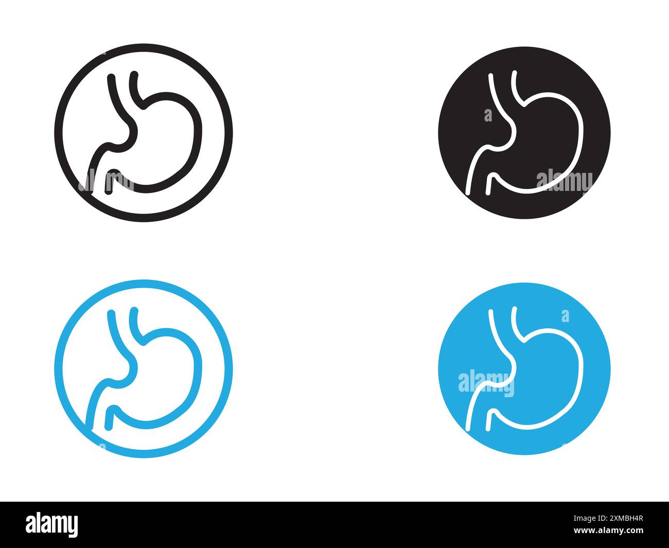 Stomach icon vector line logo mark or symbol set collection outline ...