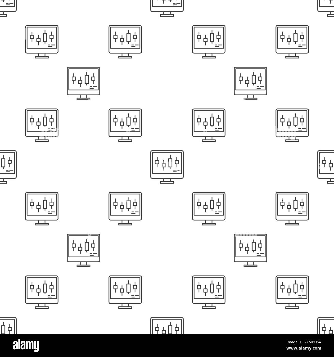 Computer with Candlestick Chart vector Day Trading concept linear seamless pattern Stock Vector ...
