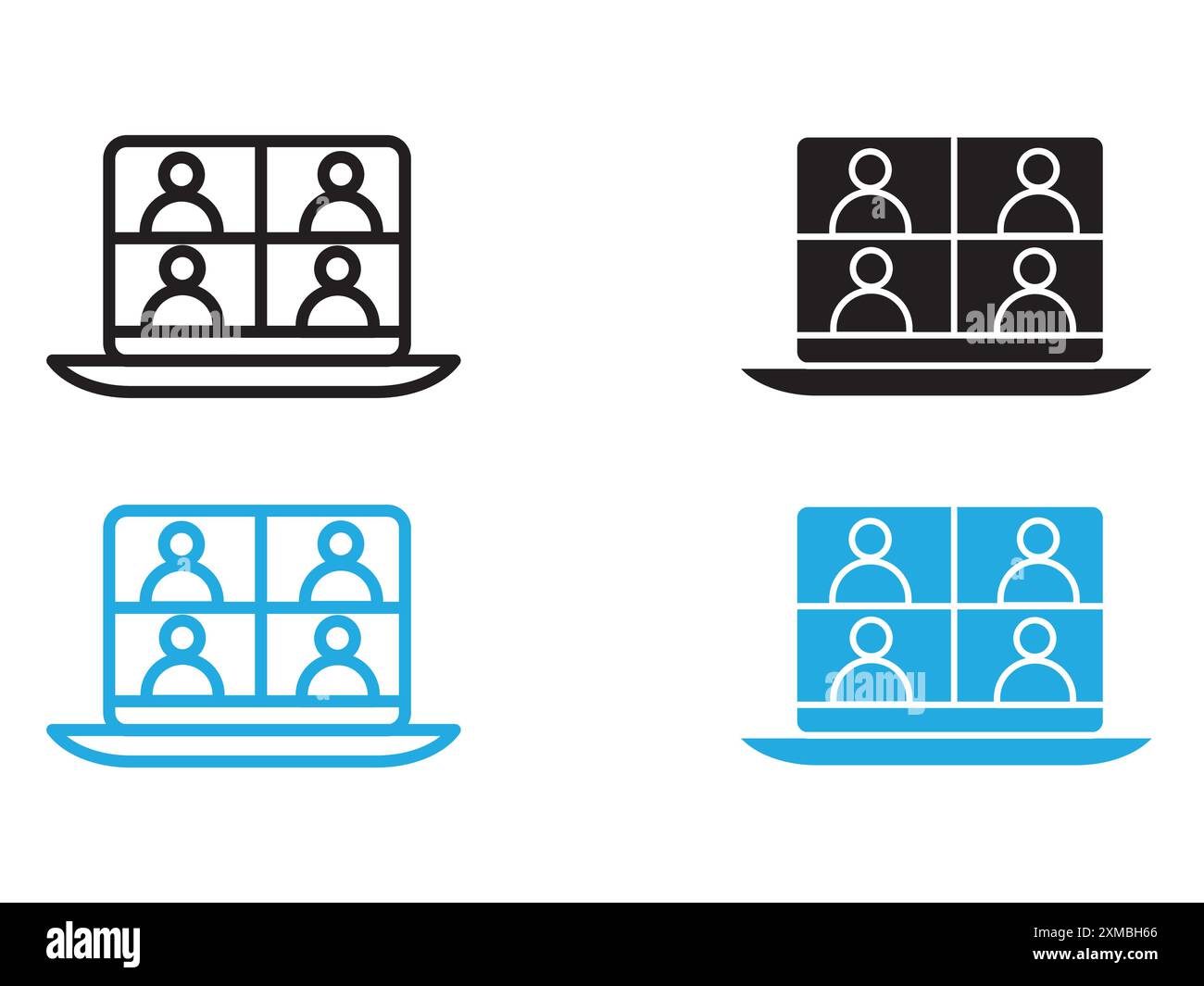 Video conference icon vector line logo mark or symbol set collection ...