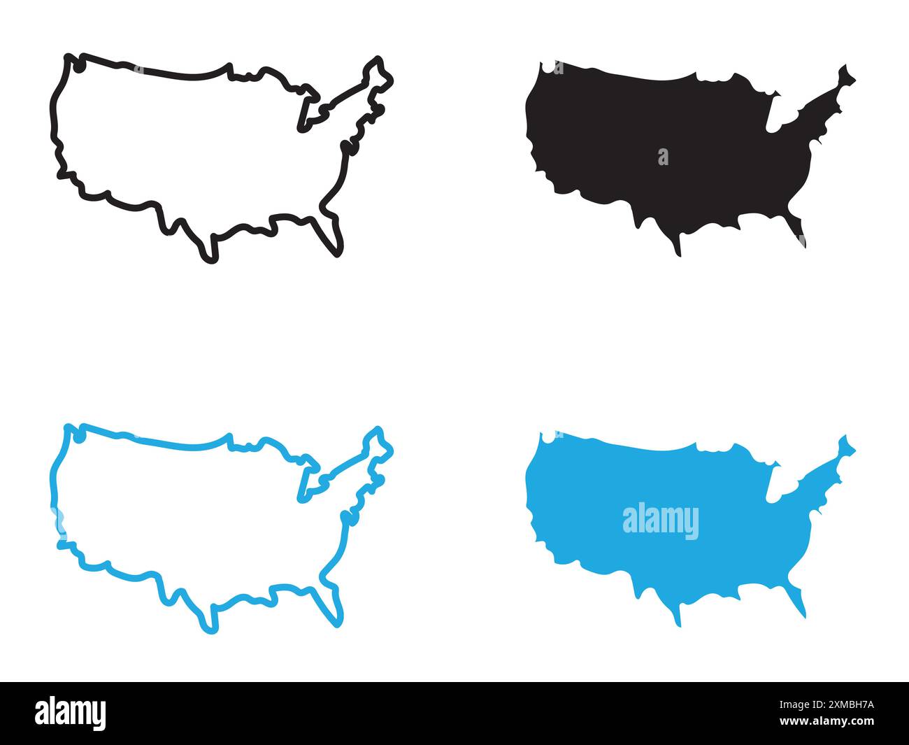 USA Map icon vector line logo mark or symbol set collection outline style Stock Vector Image ...