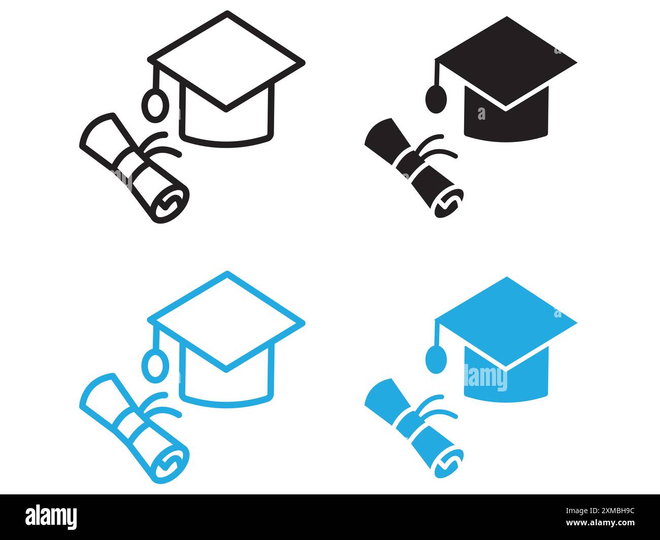 University, college degree icon vector line logo mark or symbol set ...