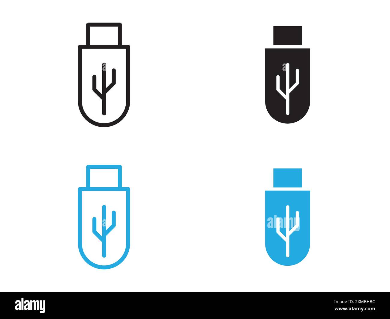 Usb icon vector line logo mark or symbol set collection outline style ...