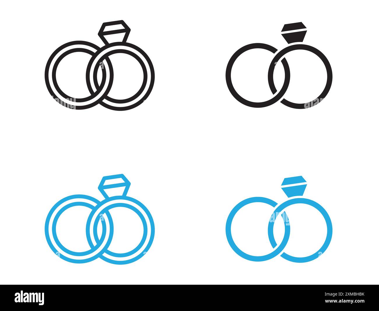 Wedding Ring Icon Vector Line Logo Mark Or Symbol Set Collection Outline Style Stock Vector