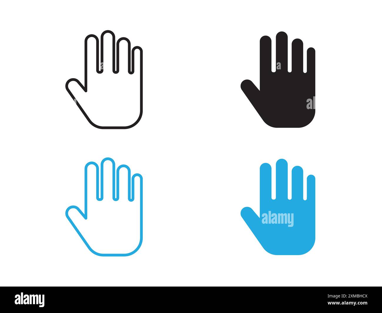 Stop sign with hand icon vector line logo mark or symbol set collection ...