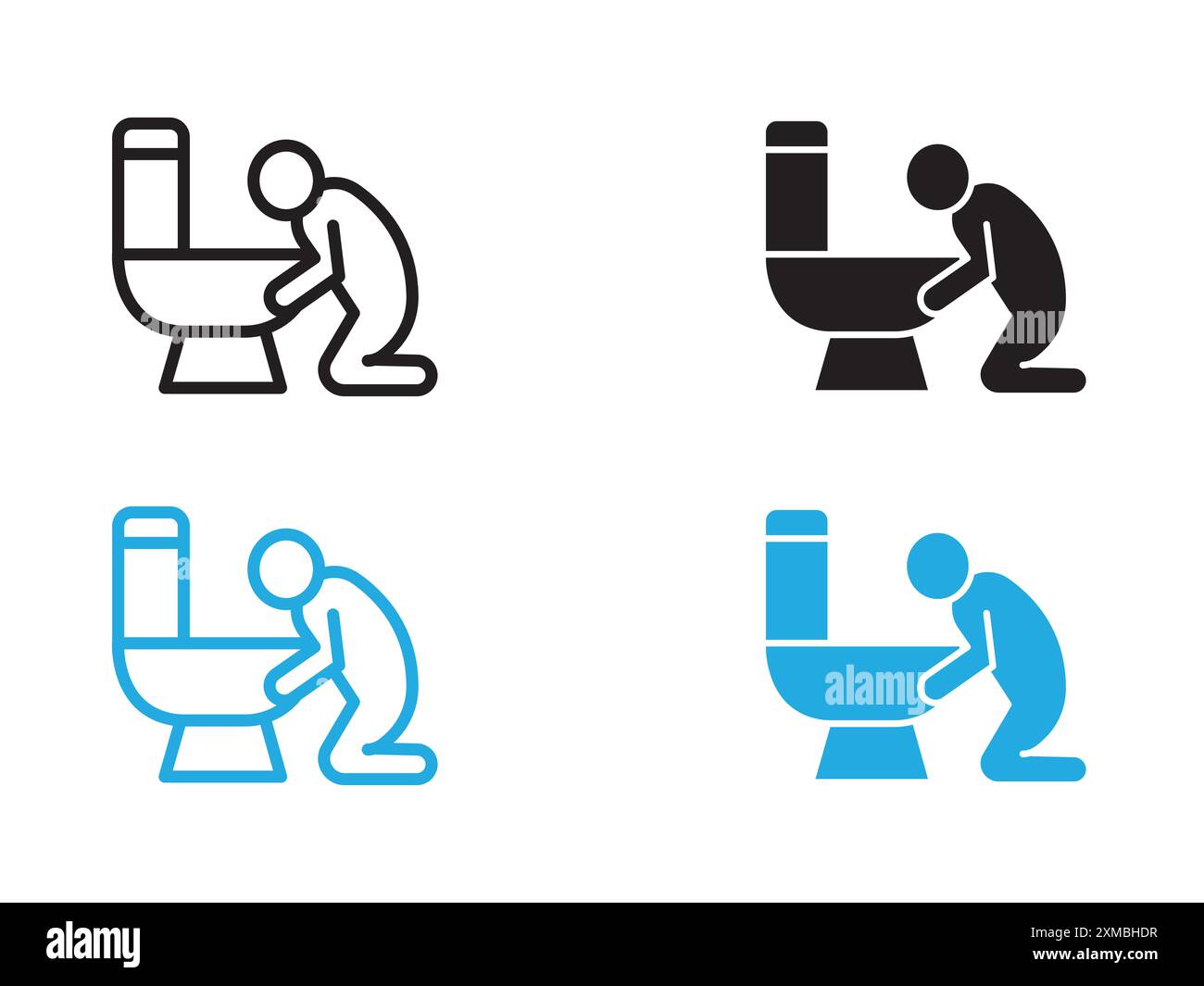 vomiting in bathroom icon vector line logo mark or symbol set ...