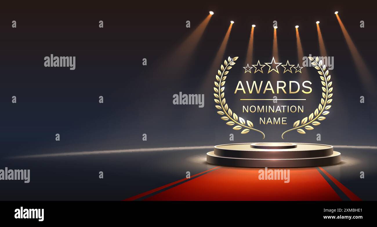 Awards nomination name podium, golden prize event, scene star ceremony ...