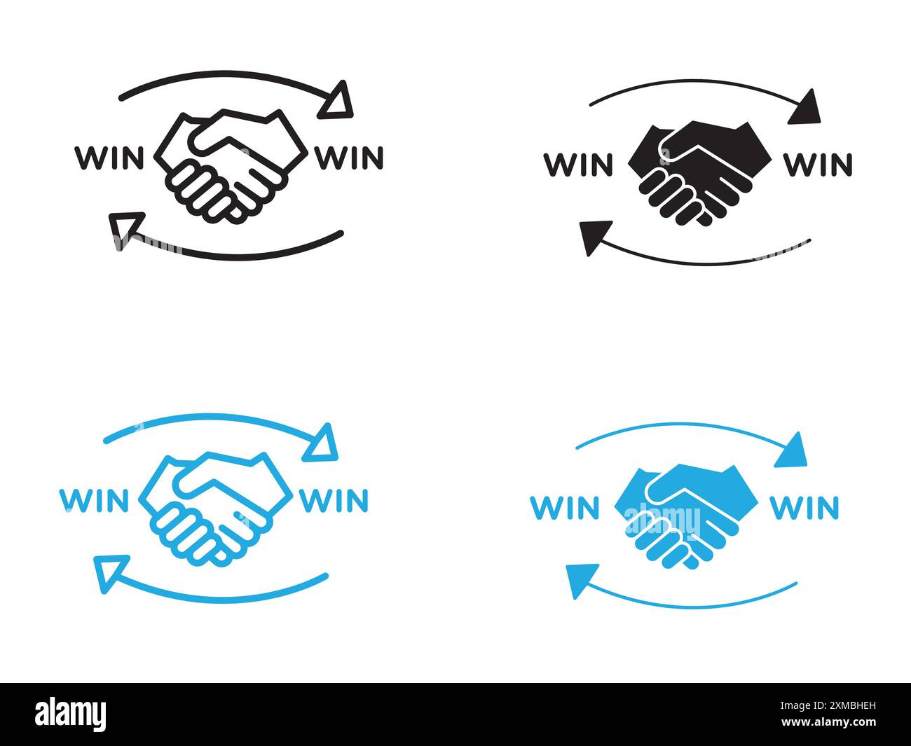 Win-win business deal icon vector line logo mark or symbol set ...