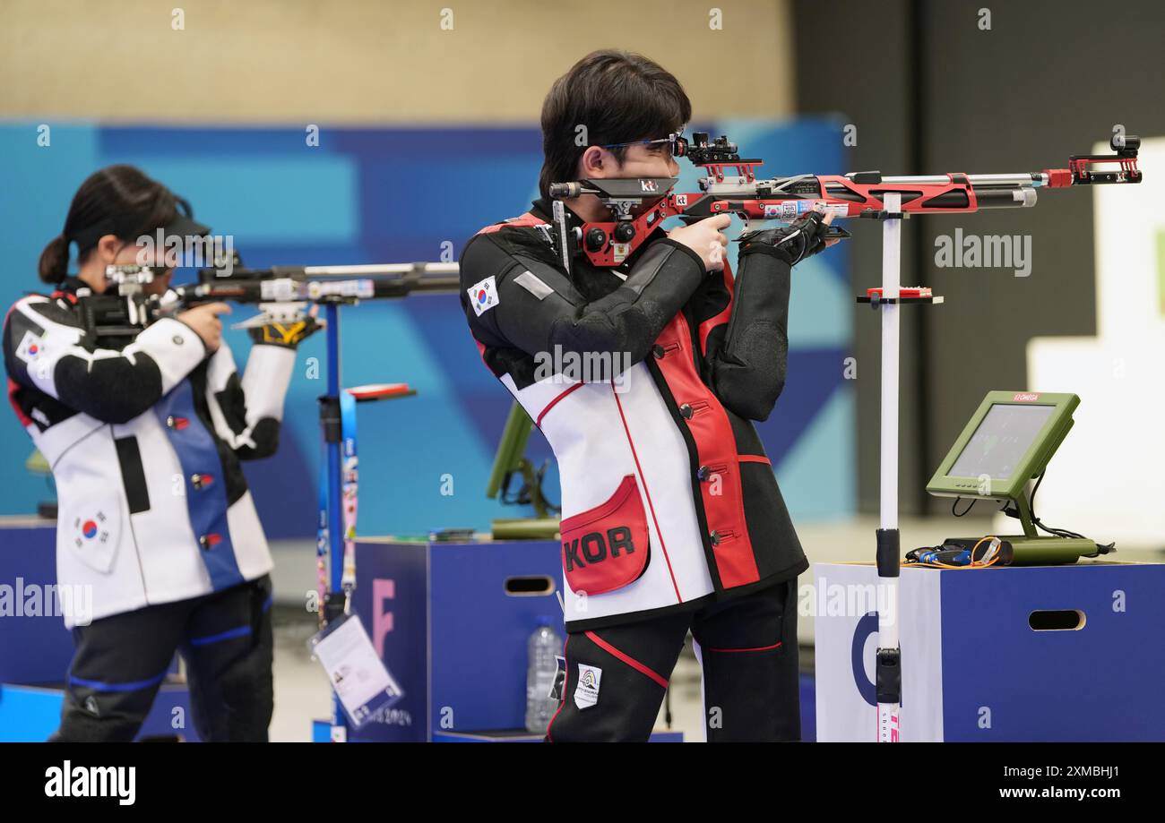 Chateauroux, France. 27th July, 2024. Keum Jihyeon (L)/Park Hajun of ...