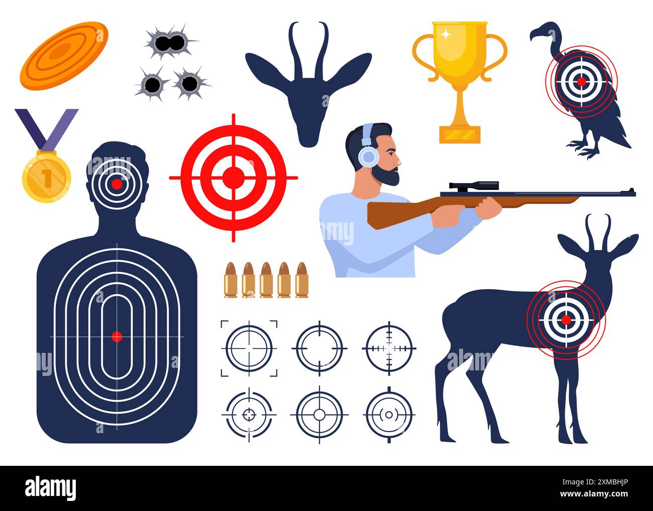 Shooting and hunting equipment elements. Shooting Skeet. Shooting club ...