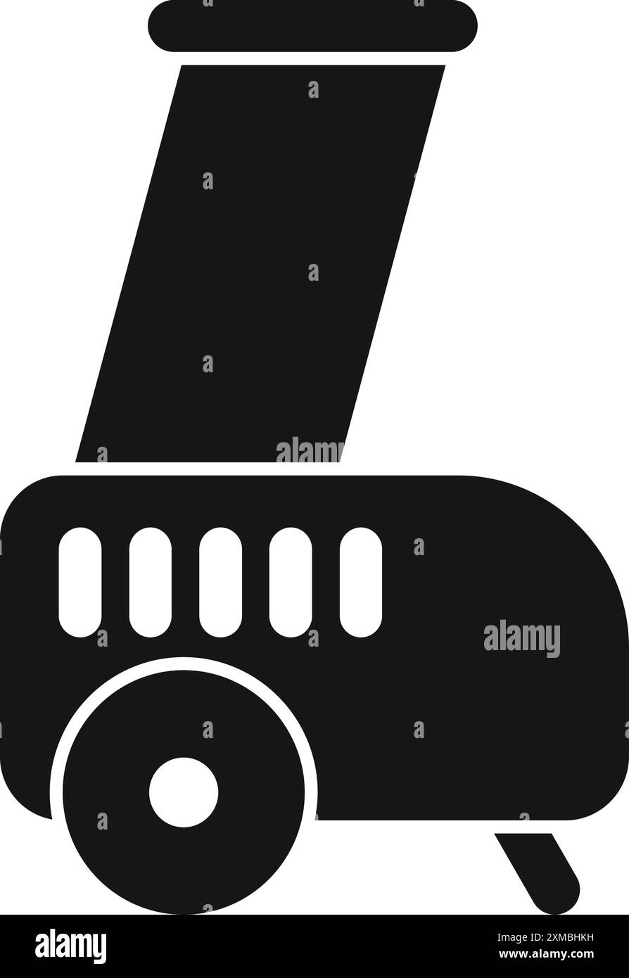 Black glyph icon of a wood chipper machine with a modern design ...