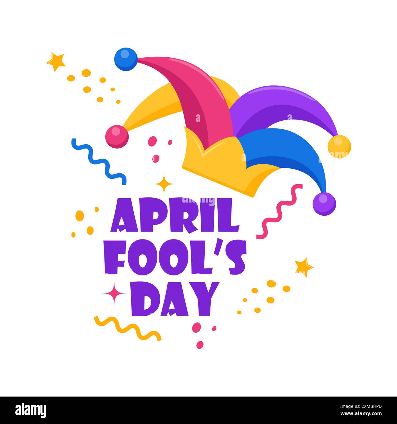 April Fool's Day illustration with Jester hat and text. Vector Stock ...
