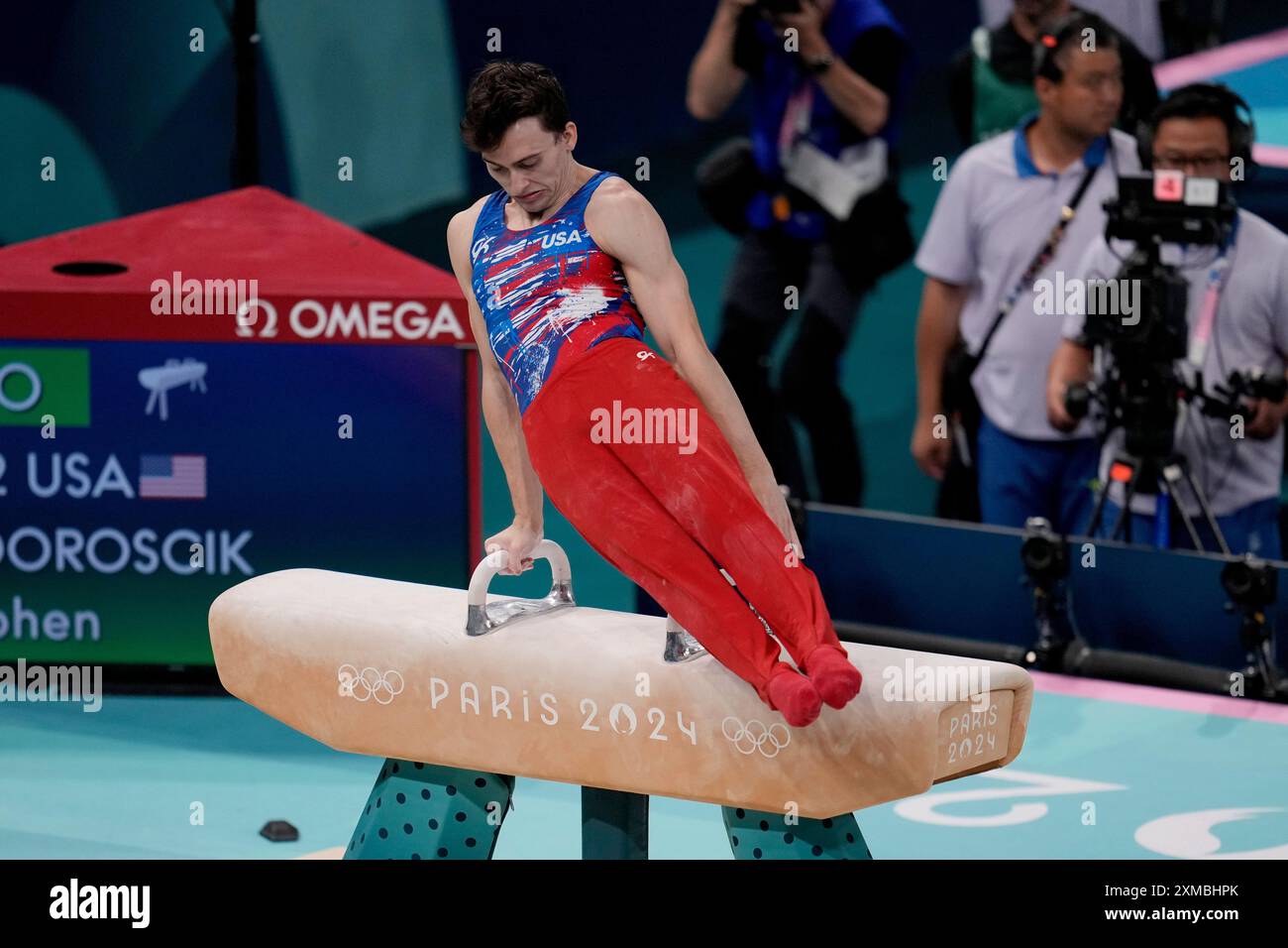 Stephen Nedoroscik, of United States, competes on the pommel horse ...