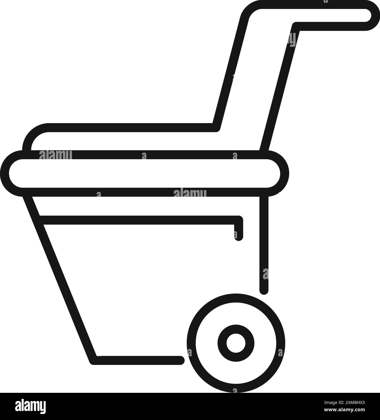 Simple line icon of a construction cart used for carrying bricks ...