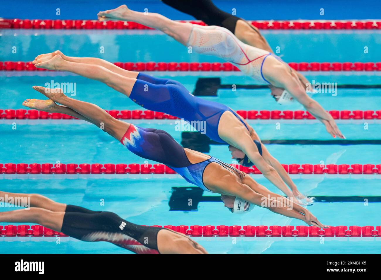 Torri Huske, of the United States, competes during a heat in the women ...