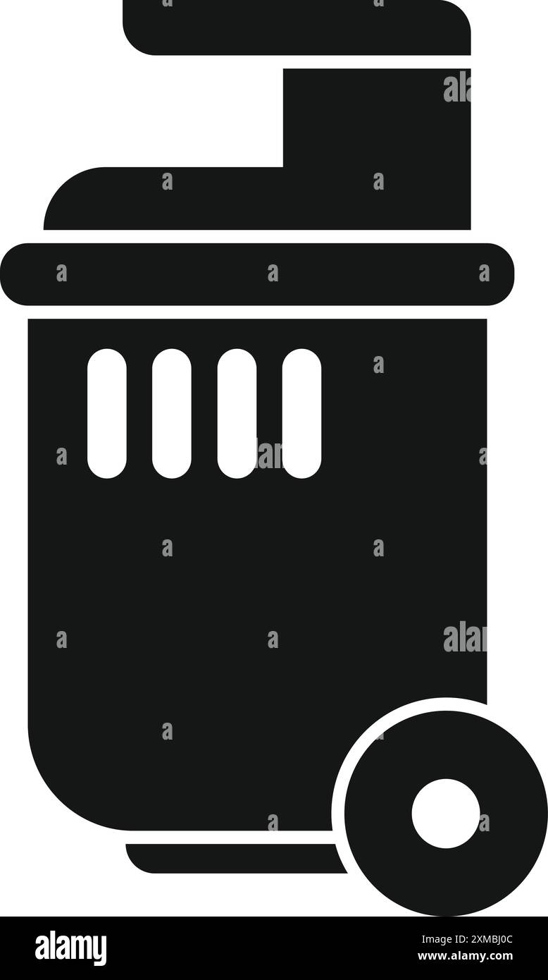 Simple black icon of a modern trash bin with a foot pedal, representing ...
