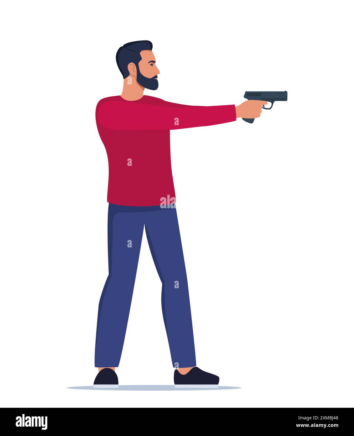 Sport shooting. Aiming man with pistol. Outdoor hobby, shooting. Man ...