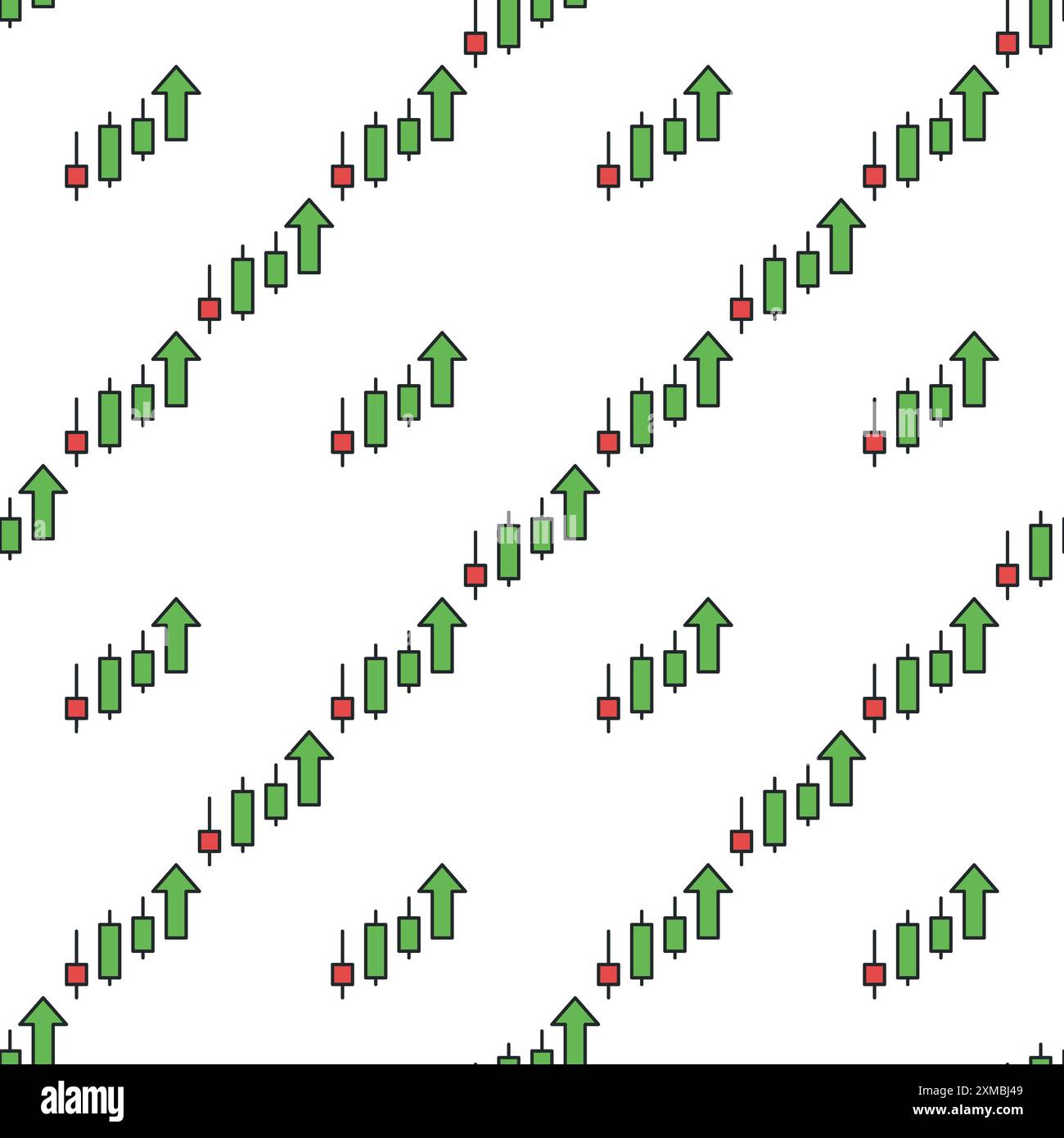 Uptrend Candlestick Chart vector concept colored seamless pattern Stock ...