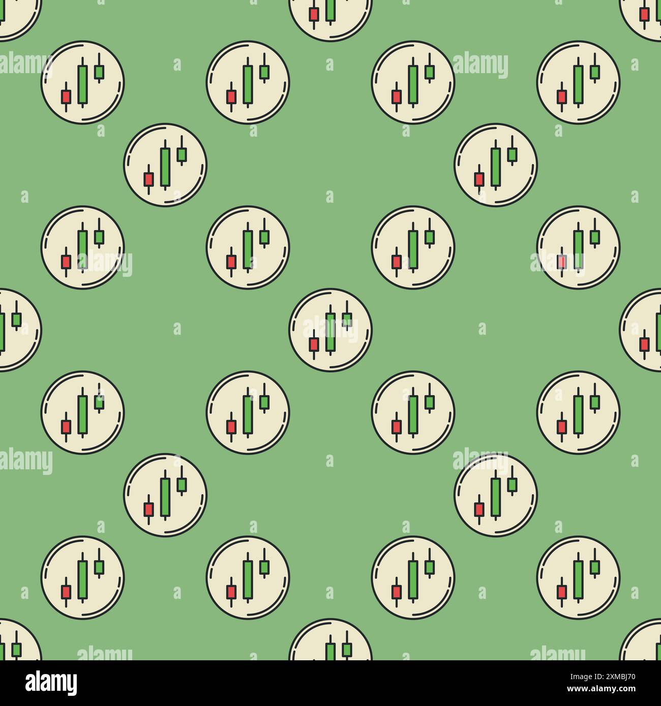 Vector Candlestick Chart Pattern in Circle concept colored seamless ...