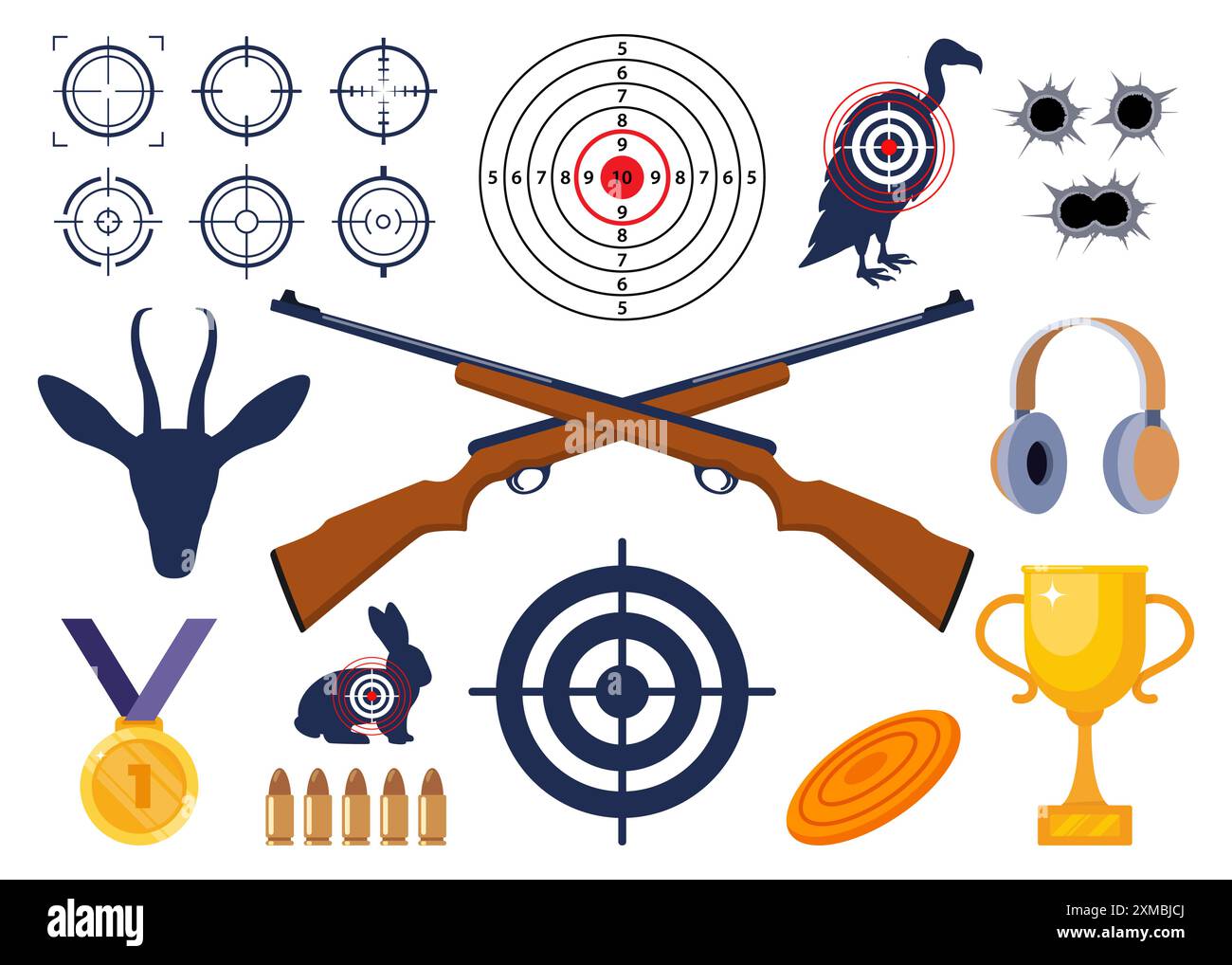 Shooting and hunting equipment elements. Shooting Skeet. Shooting club ...