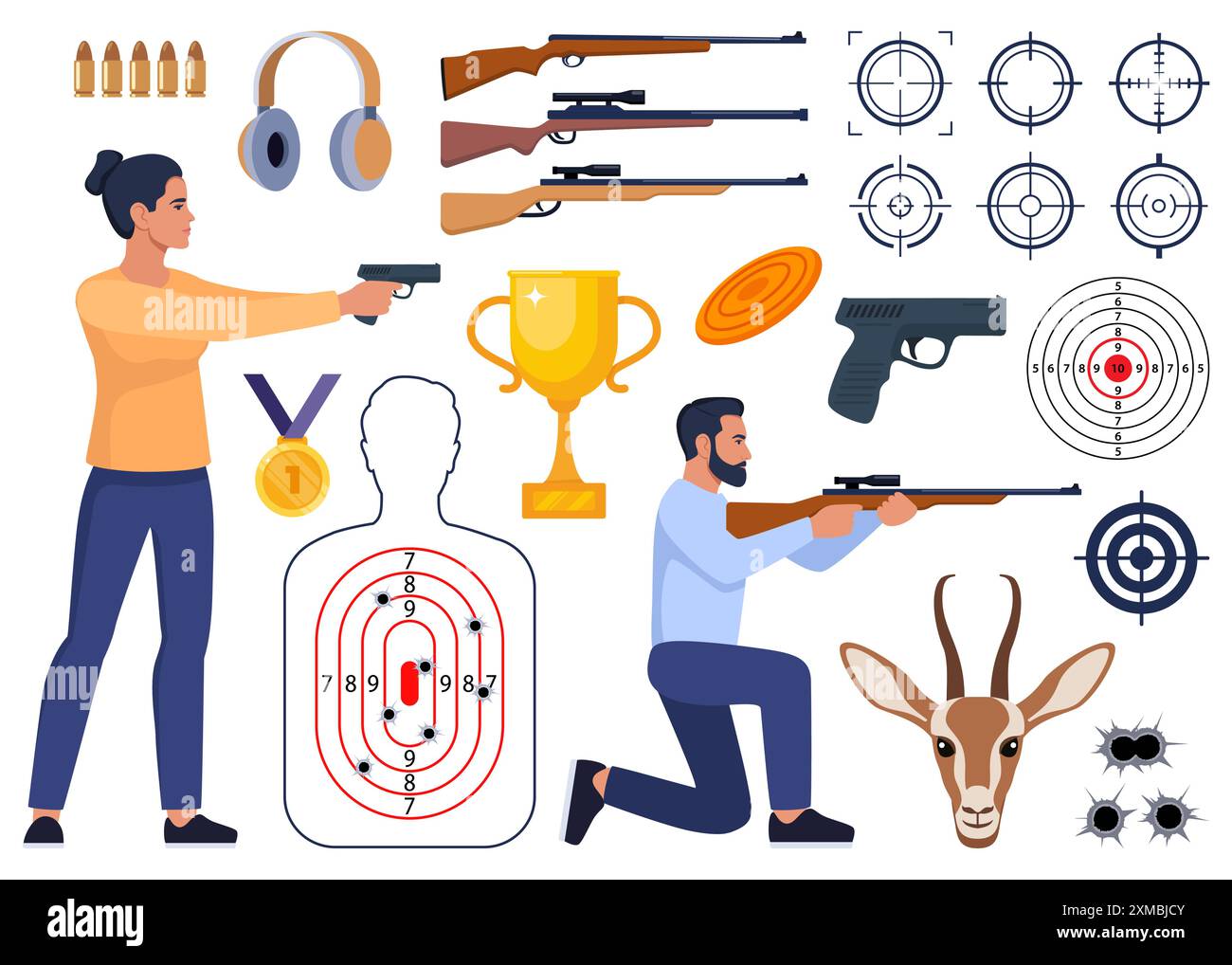 Shooting and hunting equipment elements. Shooting Skeet. Shooting club ...