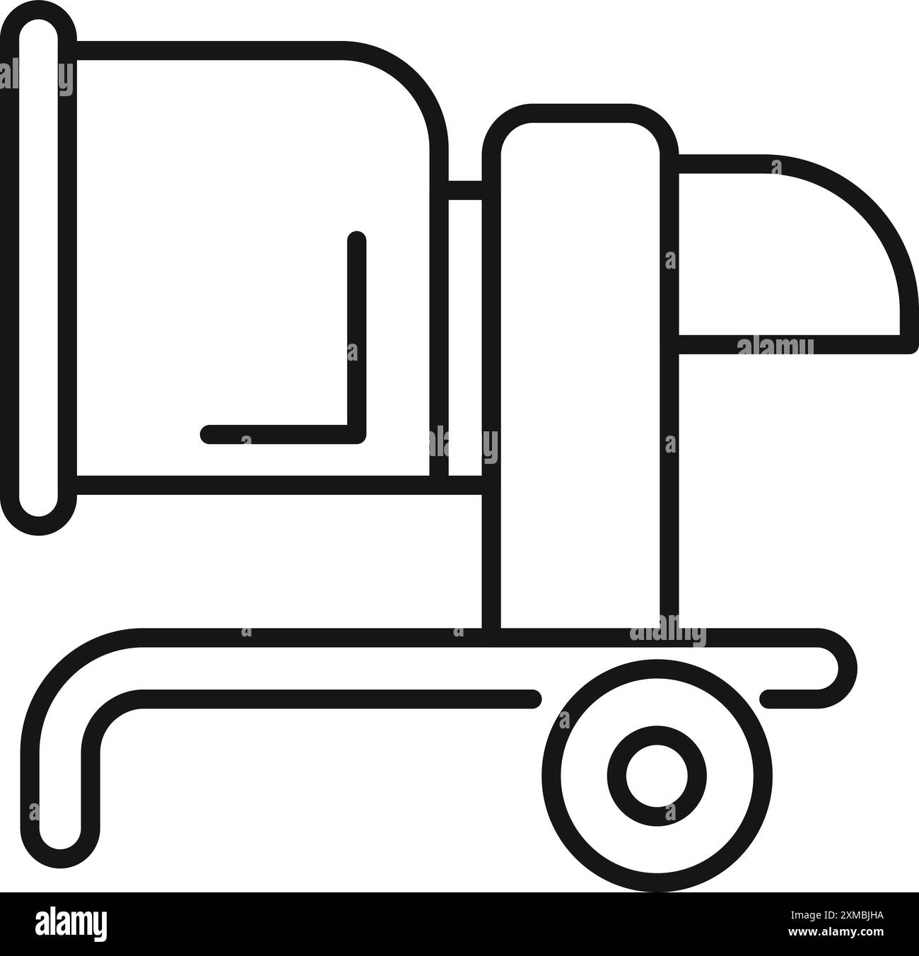 Minimalist line icon of a concrete mixer machine used on construction ...