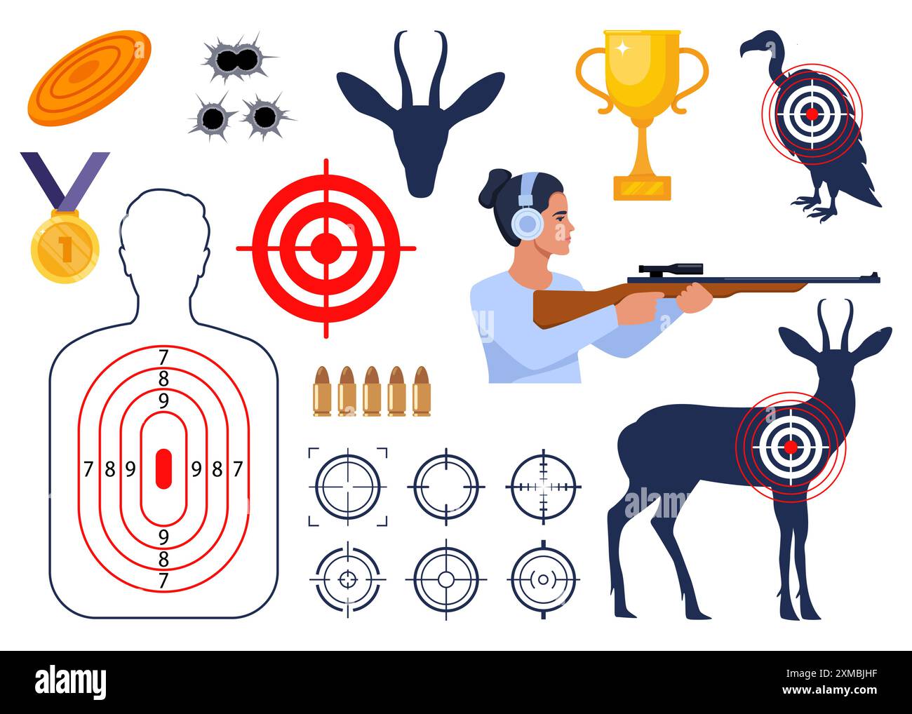 Shooting and hunting equipment elements. Shooting Skeet. Shooting club ...