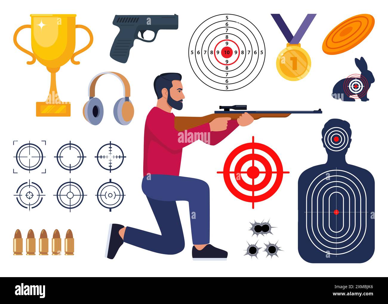 Shooting and hunting equipment elements. Shooting Skeet. Shooting club ...