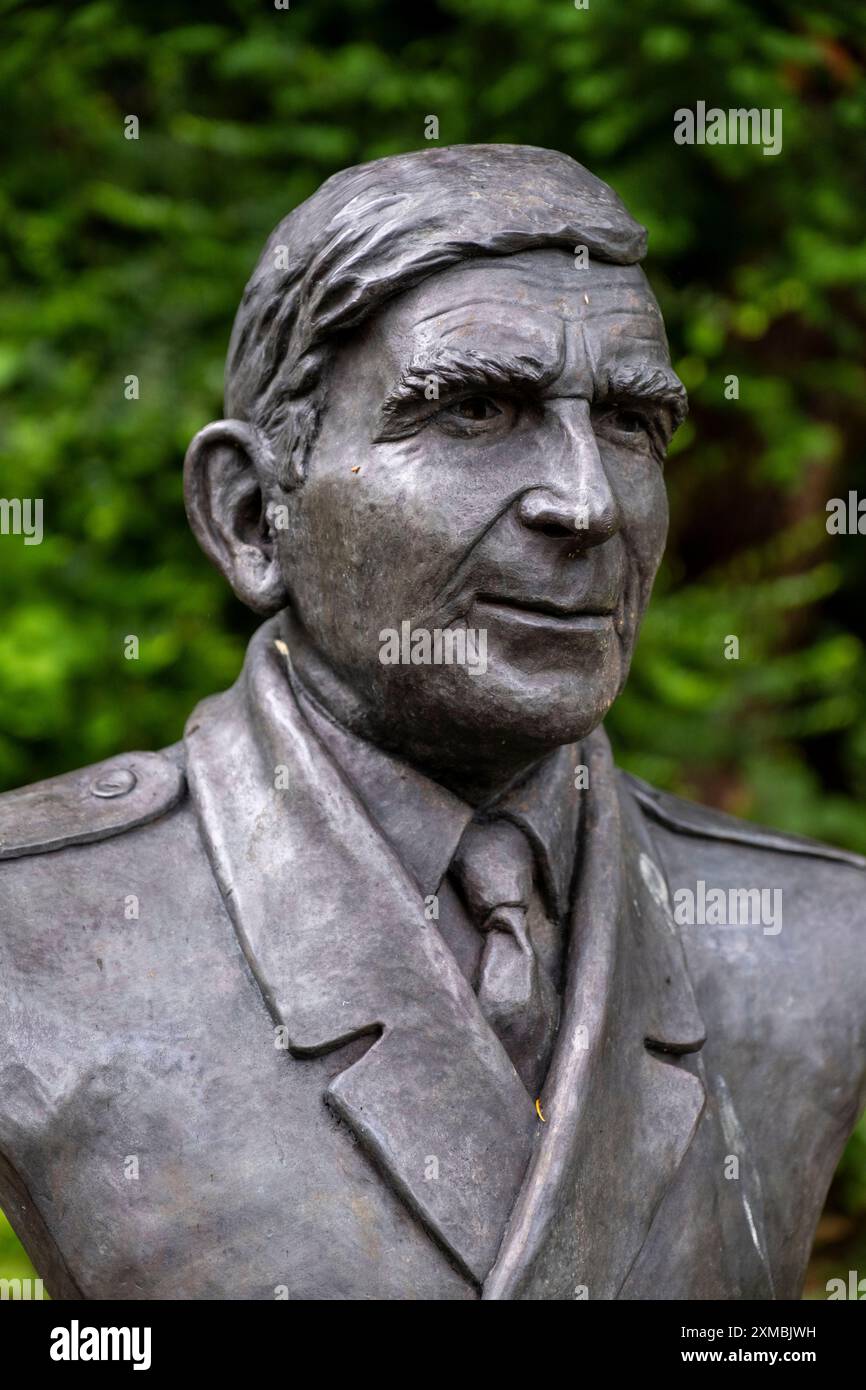 Bronze statue of Bill McLaren, BBC Rugby Union commentator, situated in ...