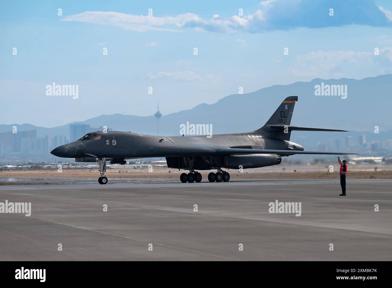 A B-1B Lancer assigned to the 37th Bomb Squadron, Ellsworth Air Force ...